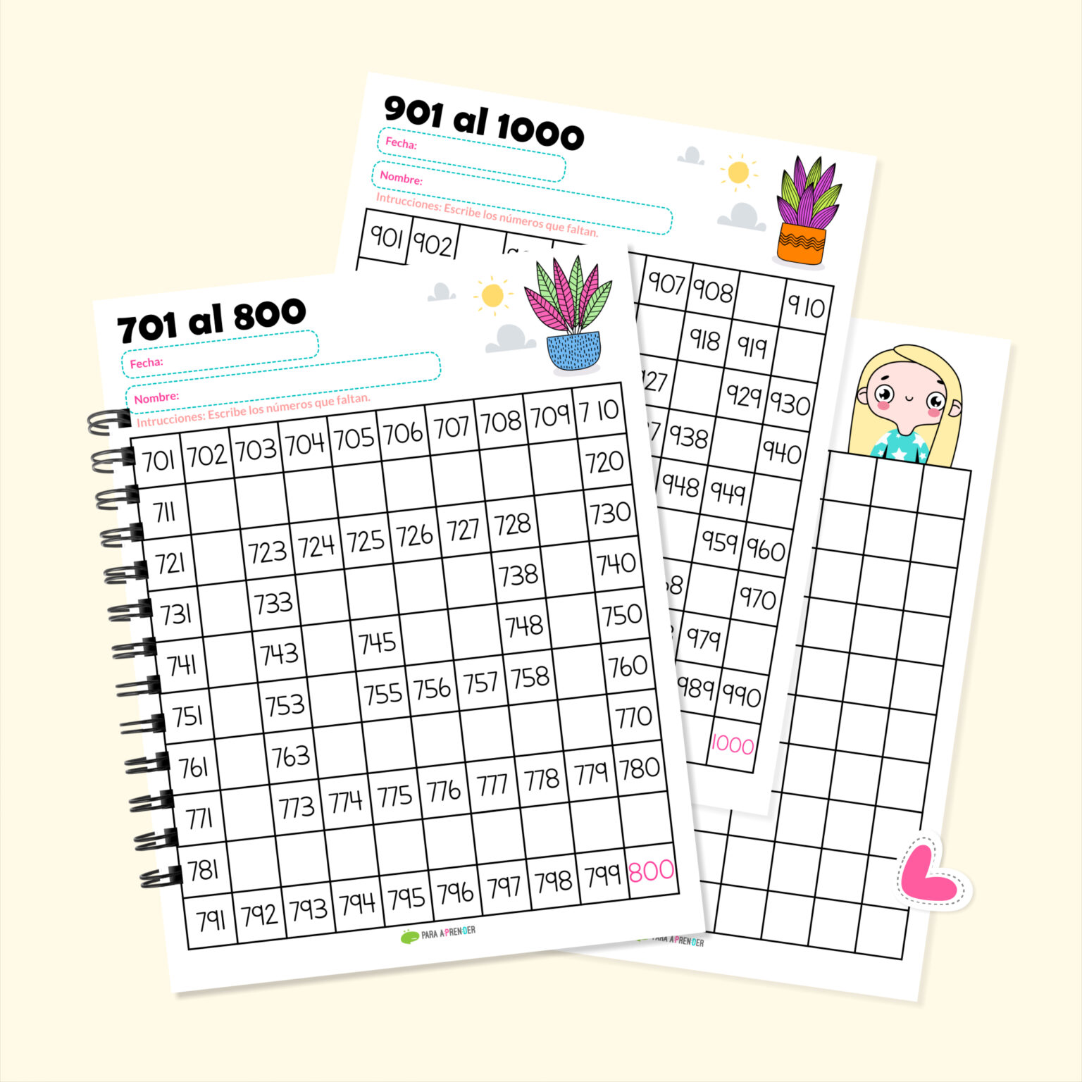 Números Del 1 Al 1000 Para Primaria Con Tablas Numéricas