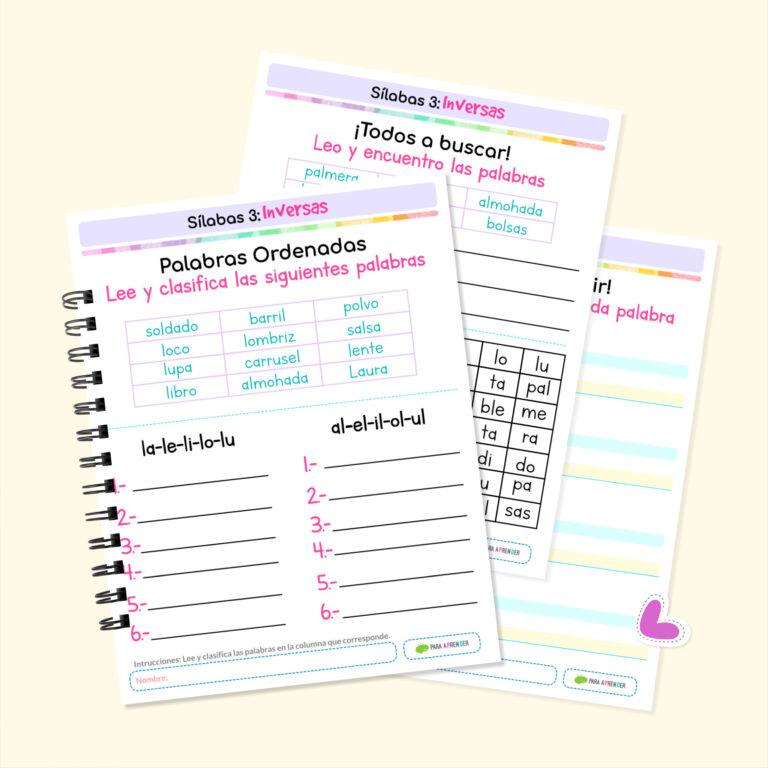 Silabario 3: Sílabas Inversas Y Lecturas Comprensión 76 Pág.